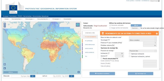 herramienta pv gis para Calculo de energía solar fotovoltaica producida ...
